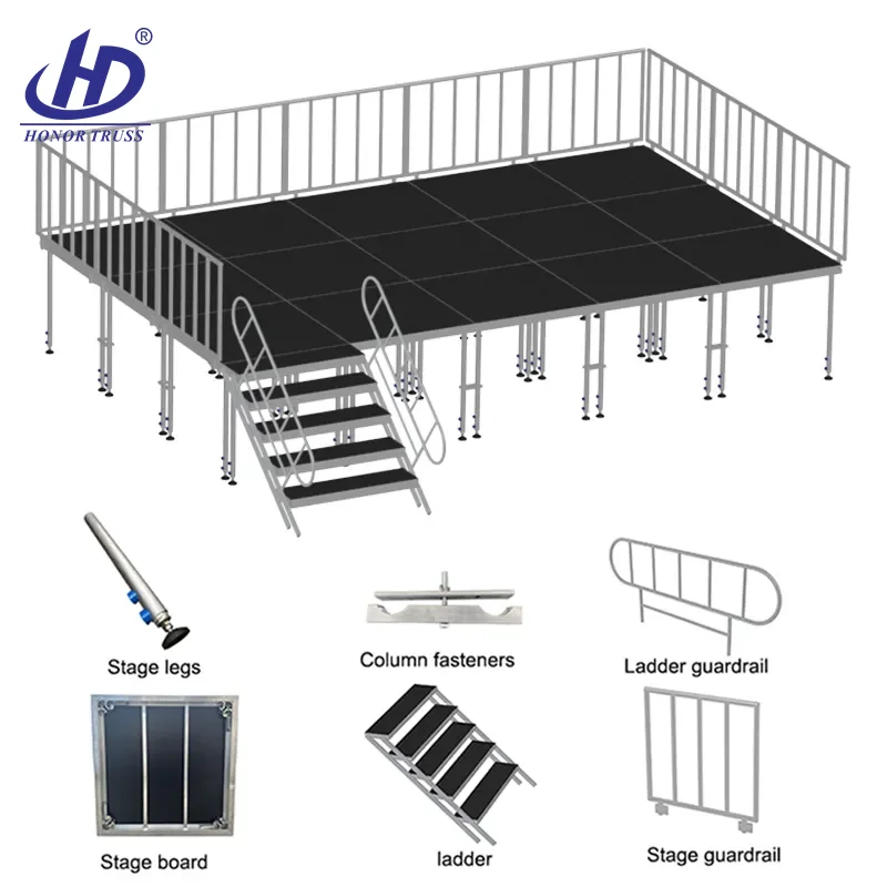 Portable Aluminum Stage with Adjustable Height for Mobile Lighting ...