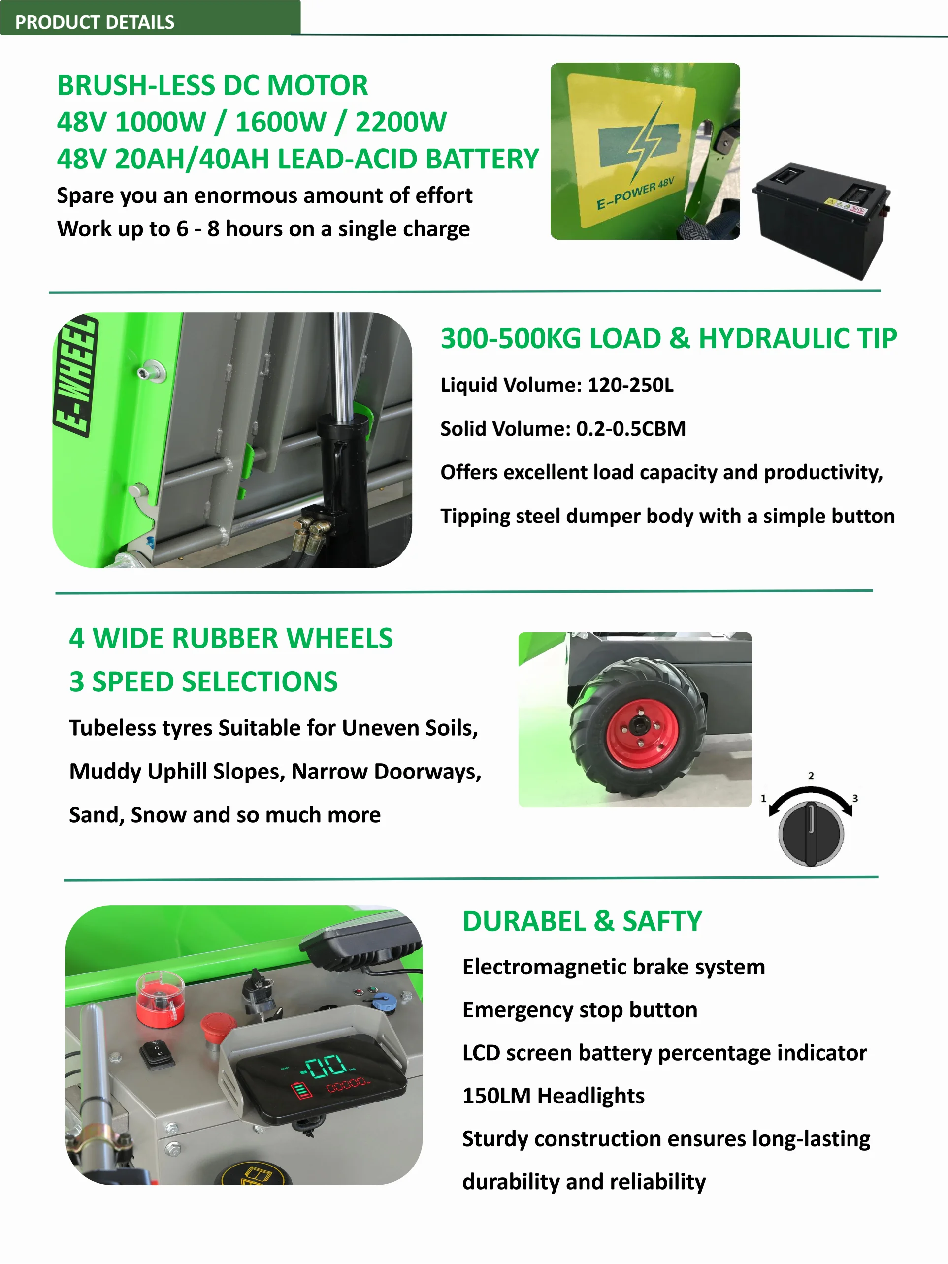 Small Dump Truck Hand Ash Truck Hand Push Cart Battery Power Electric ...