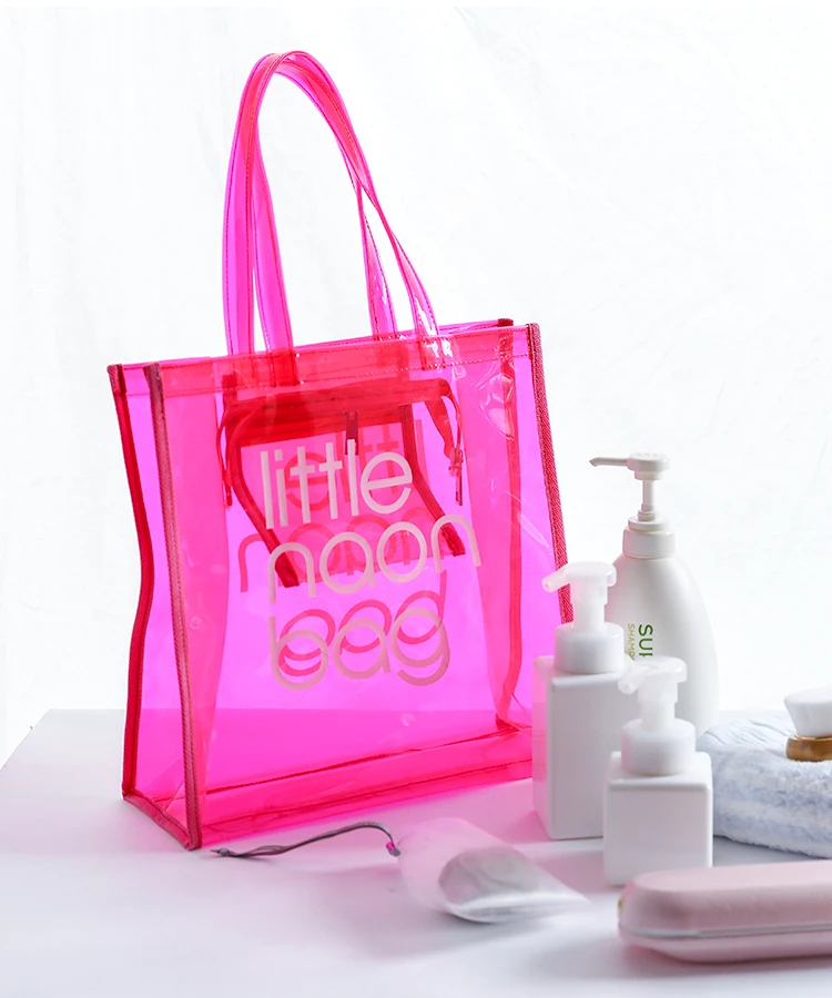 Custom Print Logo Colorful Transparent Gift Bag Clear Shopping Bag ...