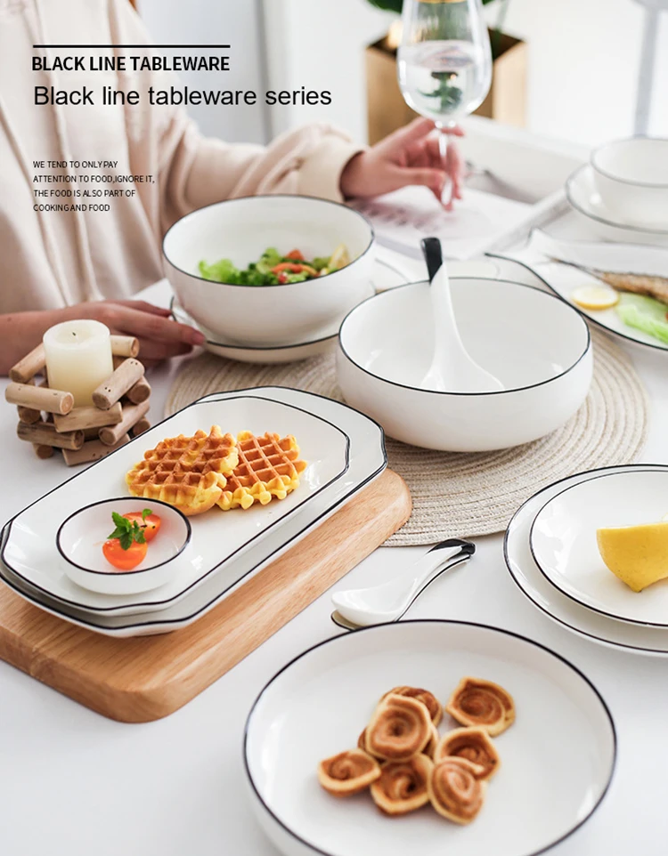 Modern Hotel Porcelain Dinner Plates Wedding Fine White Dinner Set ...