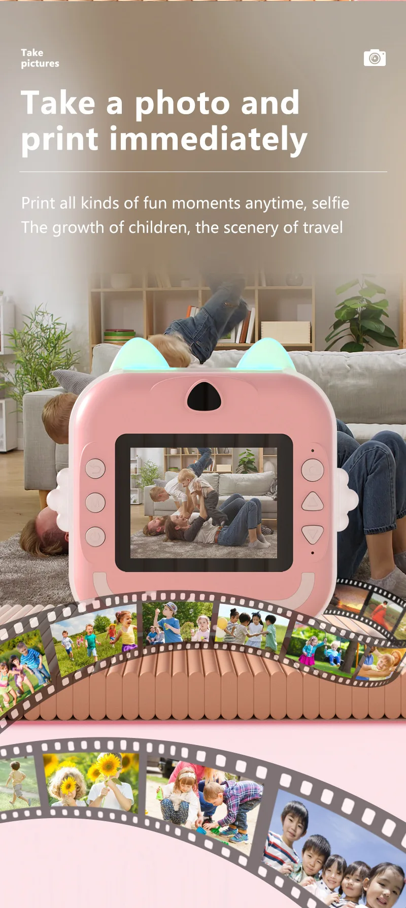 Mini Portable Thermal Printing Machine for Kids - Instant 1080p Photos