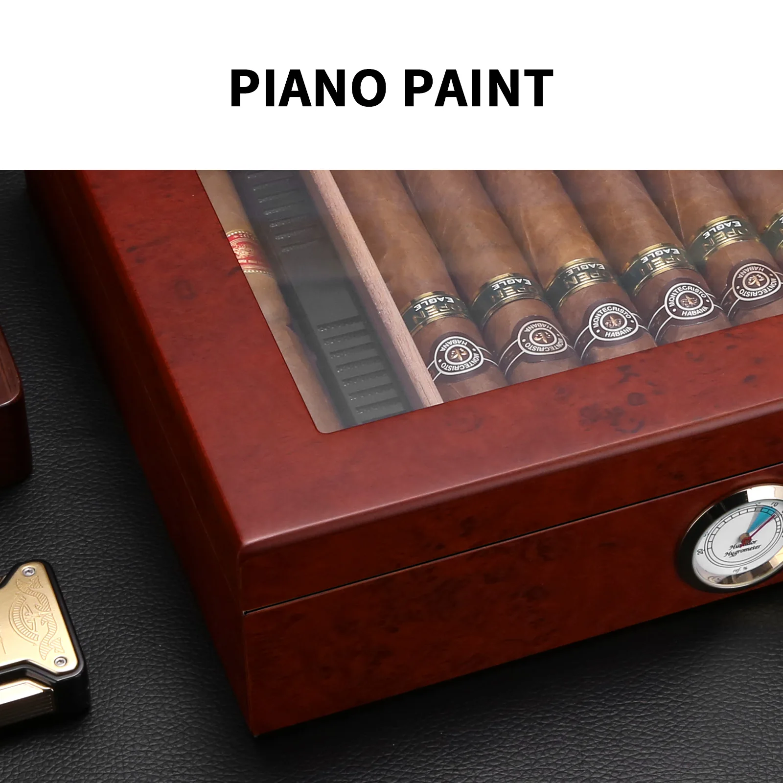 Luxury Cedar Wood Humidor With Built-in Hygrometer,Holds 30 Cigars ...