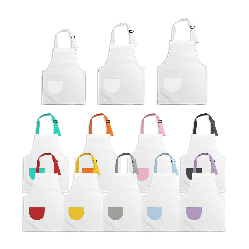 New Colorful Sublimation Linen Kid Aprons Blanks For Drawing/cooking ...