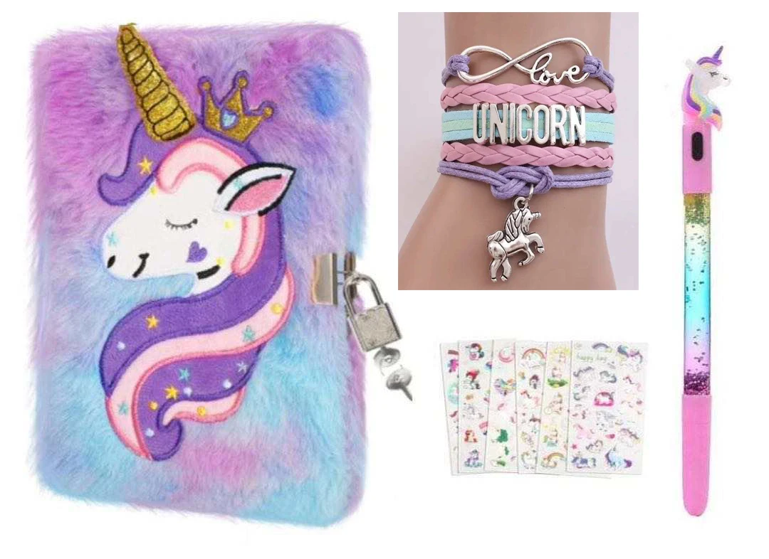 Plush Unicorn Notebook Set - Magical Journal for Girls