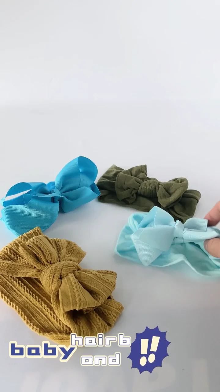 Baby Girls Grosgrain Ribbon Hair Bows Headbands 4.5" Elastic Hair Band ...