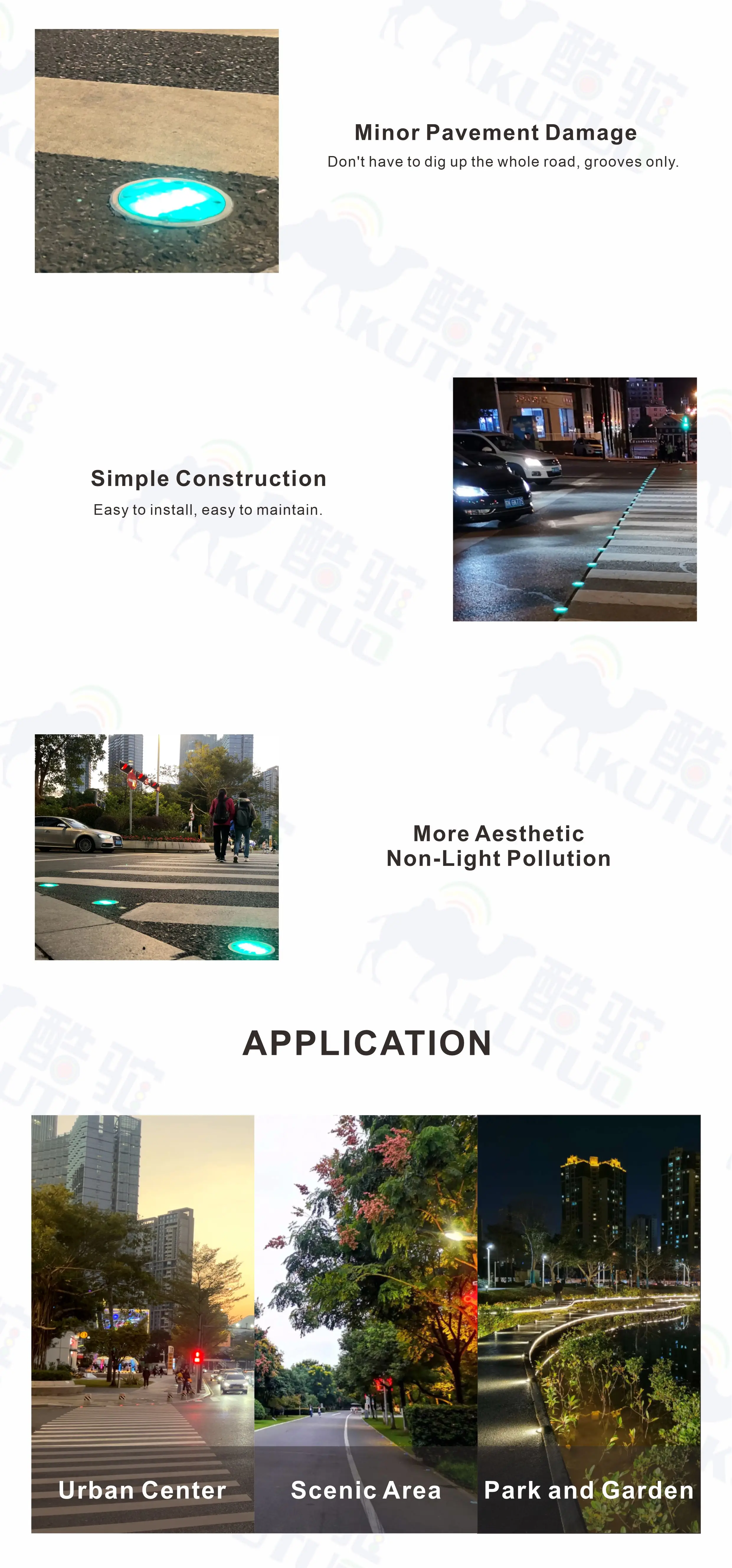 Kutuo Embedded Smart Zebra Crossing Luminous Tiles Lamps Red Yellow ...