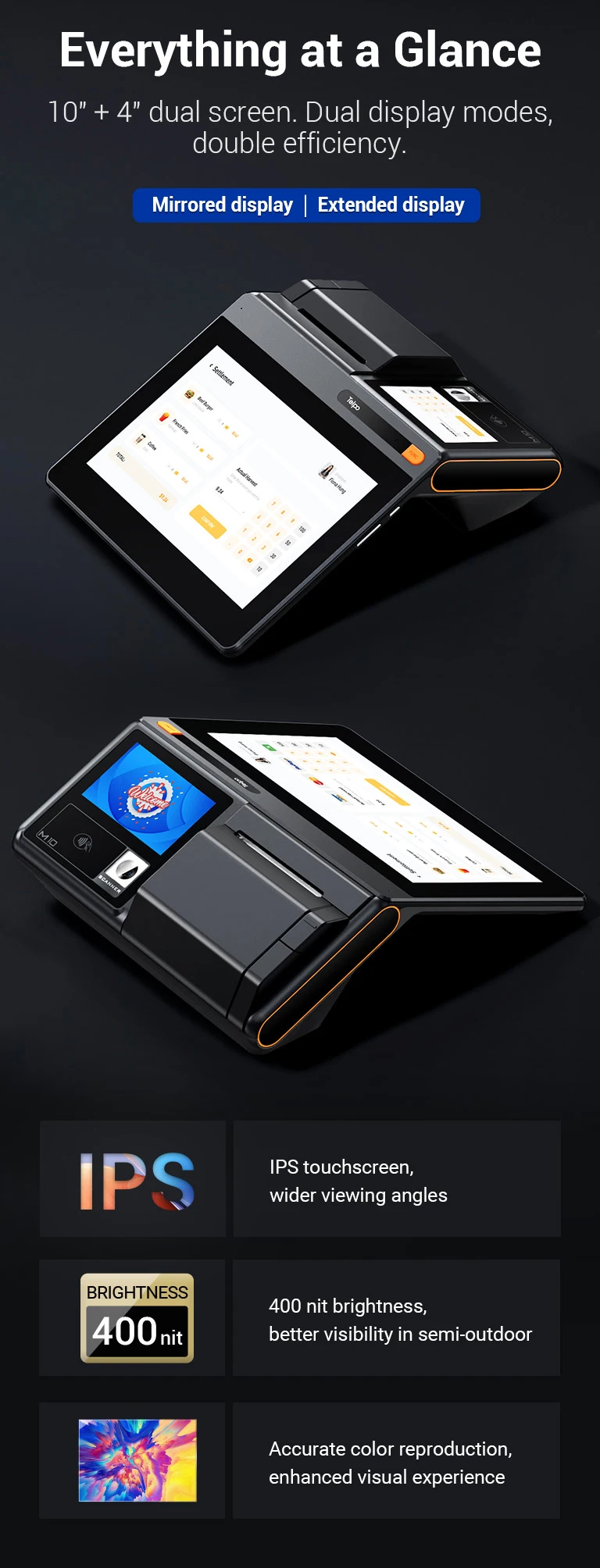 Telpo M10 Desktop Retail Point Of Sale Hardware Nfc Dual Screen Android Pos Systems - Buy All In ...