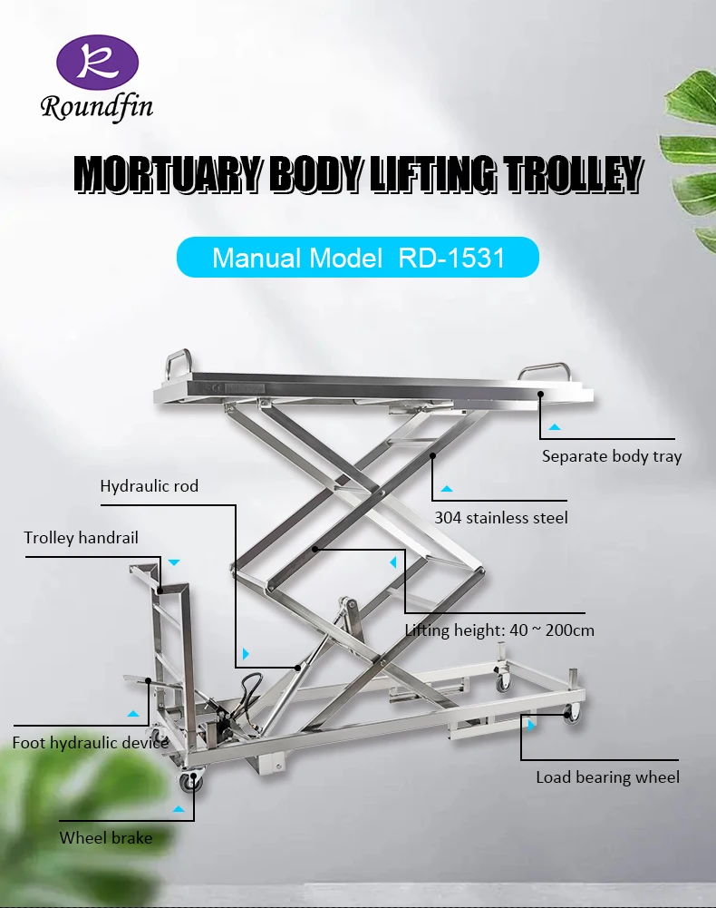 Dead Body Lifting Trolley - 304 Stainless Steel, CE Certified