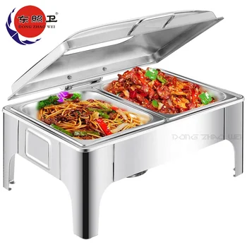 Restaurant Rectangular Hydraulic Chafing Dish with Transparent Glass Lid