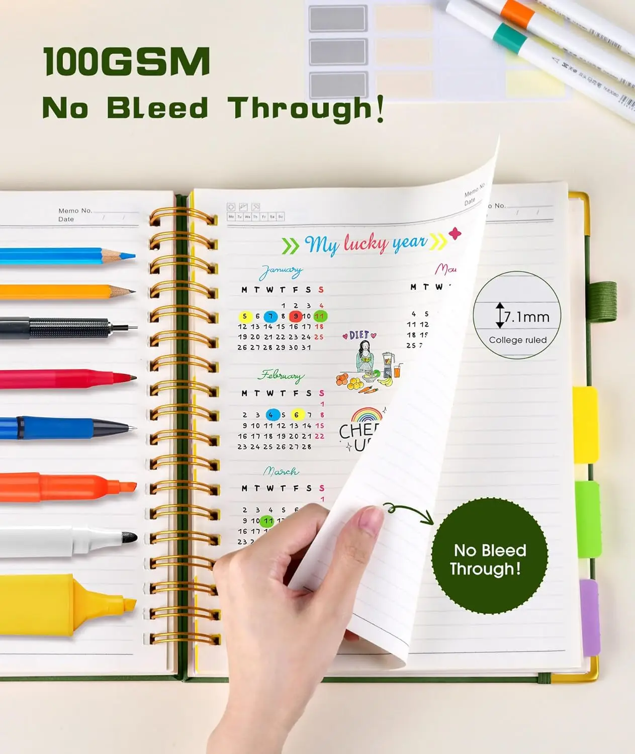 Customizable Hardcover Spiral Notebook with Removable Dividers