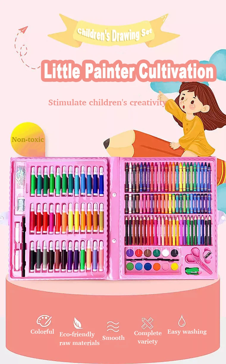 Plastic Box Packing 150 Pieces Diy Drawing Set Children Art Supplies ...