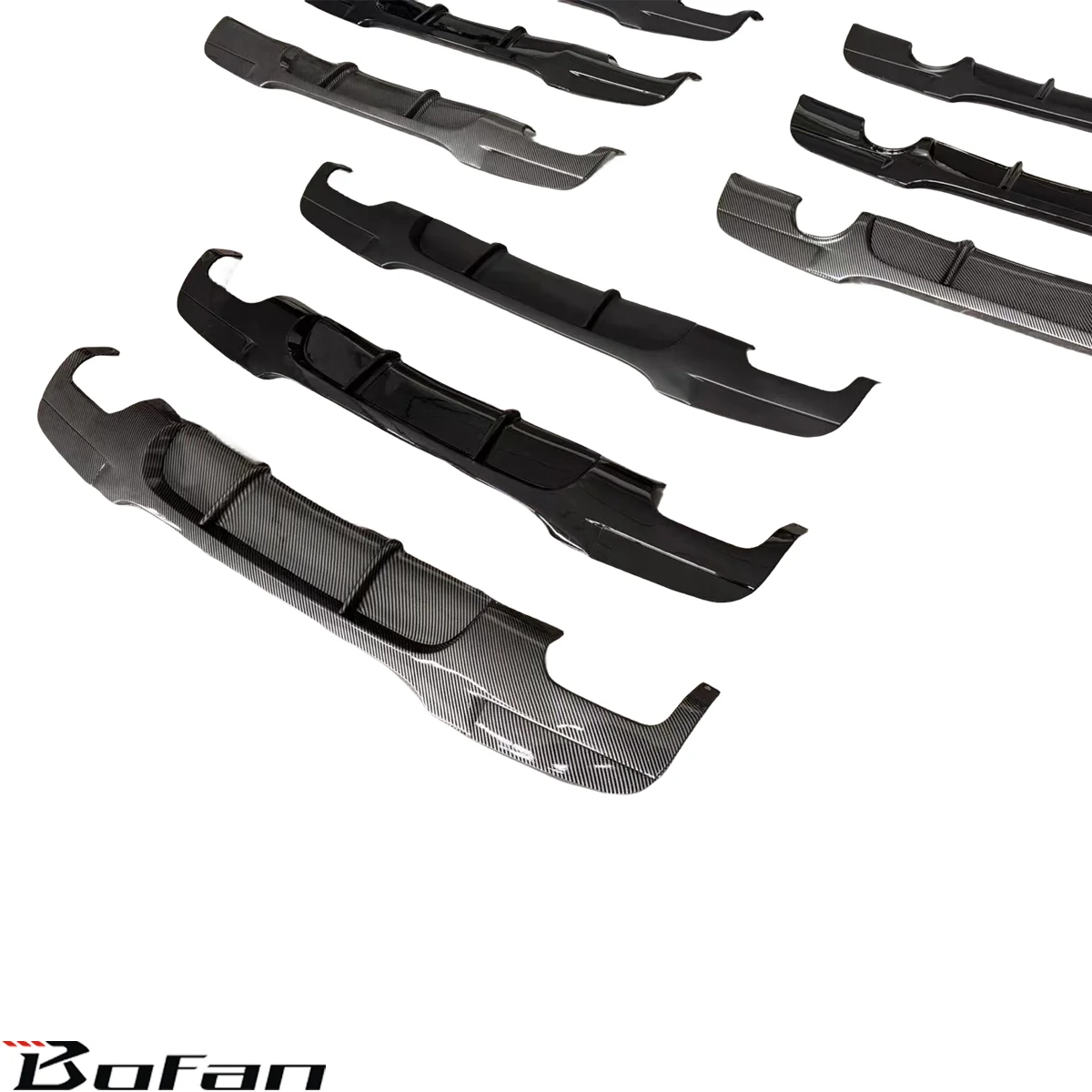 M-Performance Style Carbon Look Rear Bumper Diffuser Bilateral Double ...