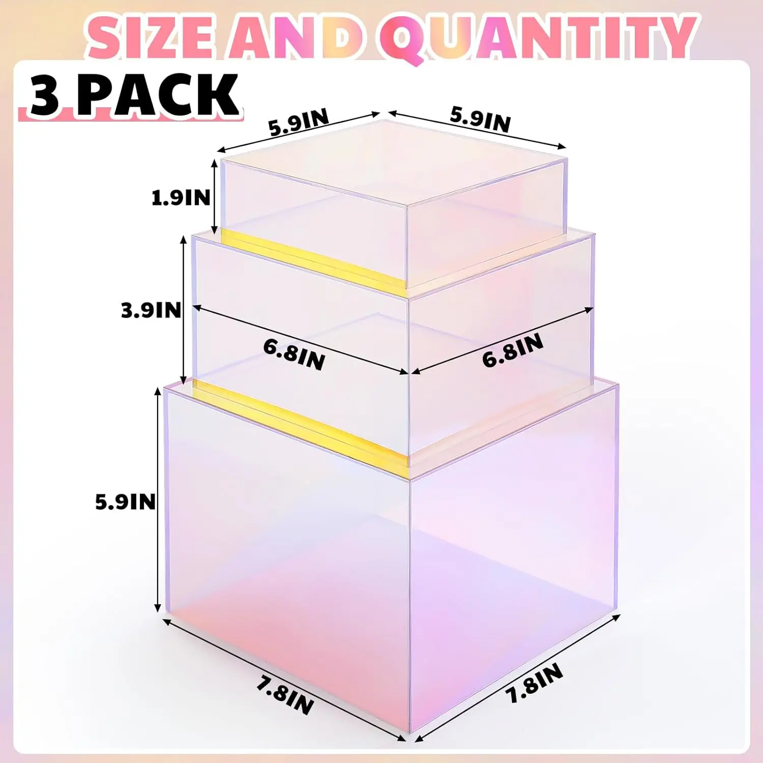 Colorful Cube Display Buffet Nesting Risers Stand Acrylic Rainbow Clear ...