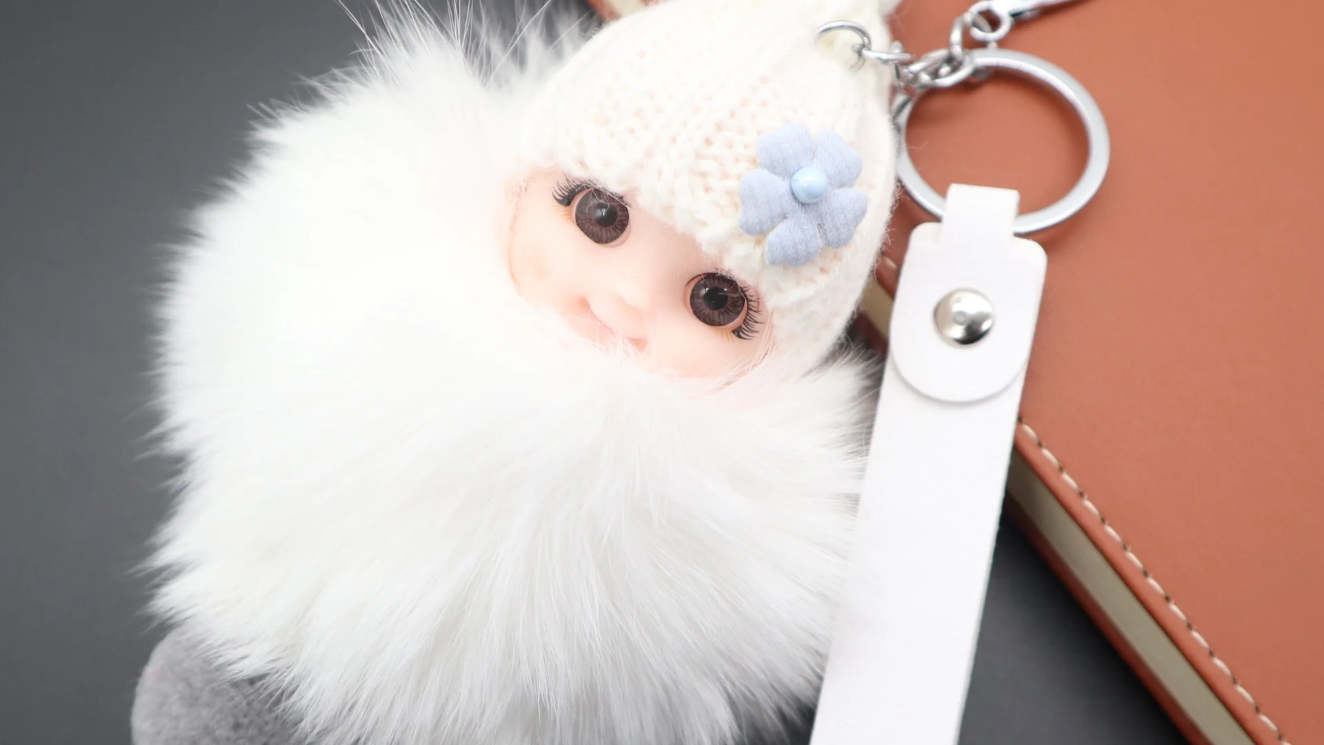 Custom High Quality Plush Smiling Baby Keychains Fluffy Plush Doll ...