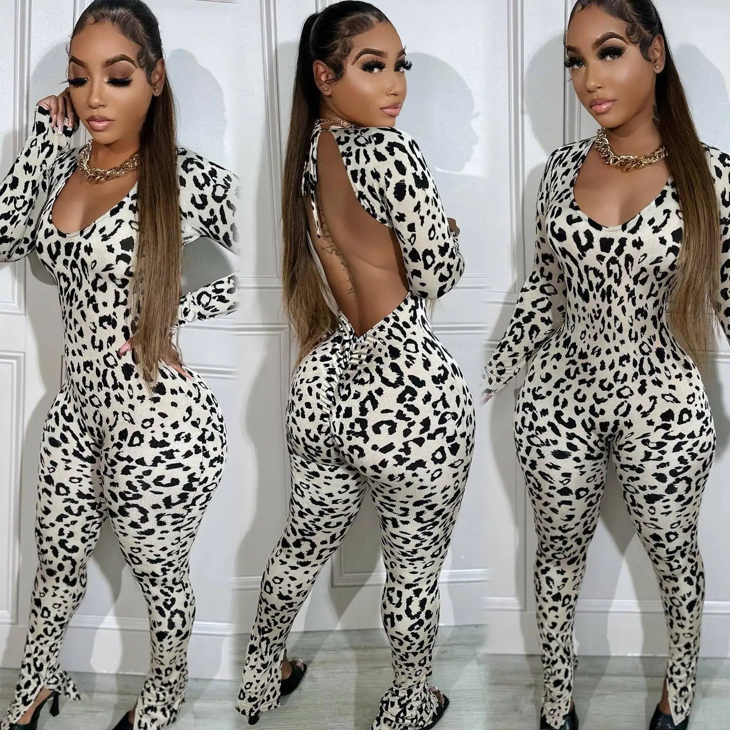 Winter Women Backless Leopard Print Jumpsuits Bodysuit Women| Alibaba.com