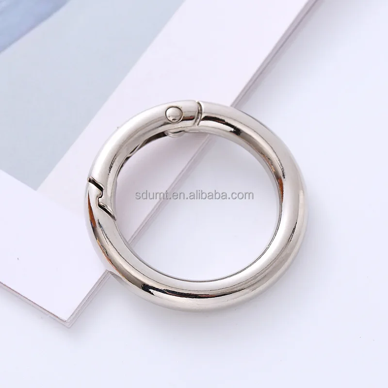 Round Shape Metal Spring Hook Custom Metal Silver Split Ring Keychain ...