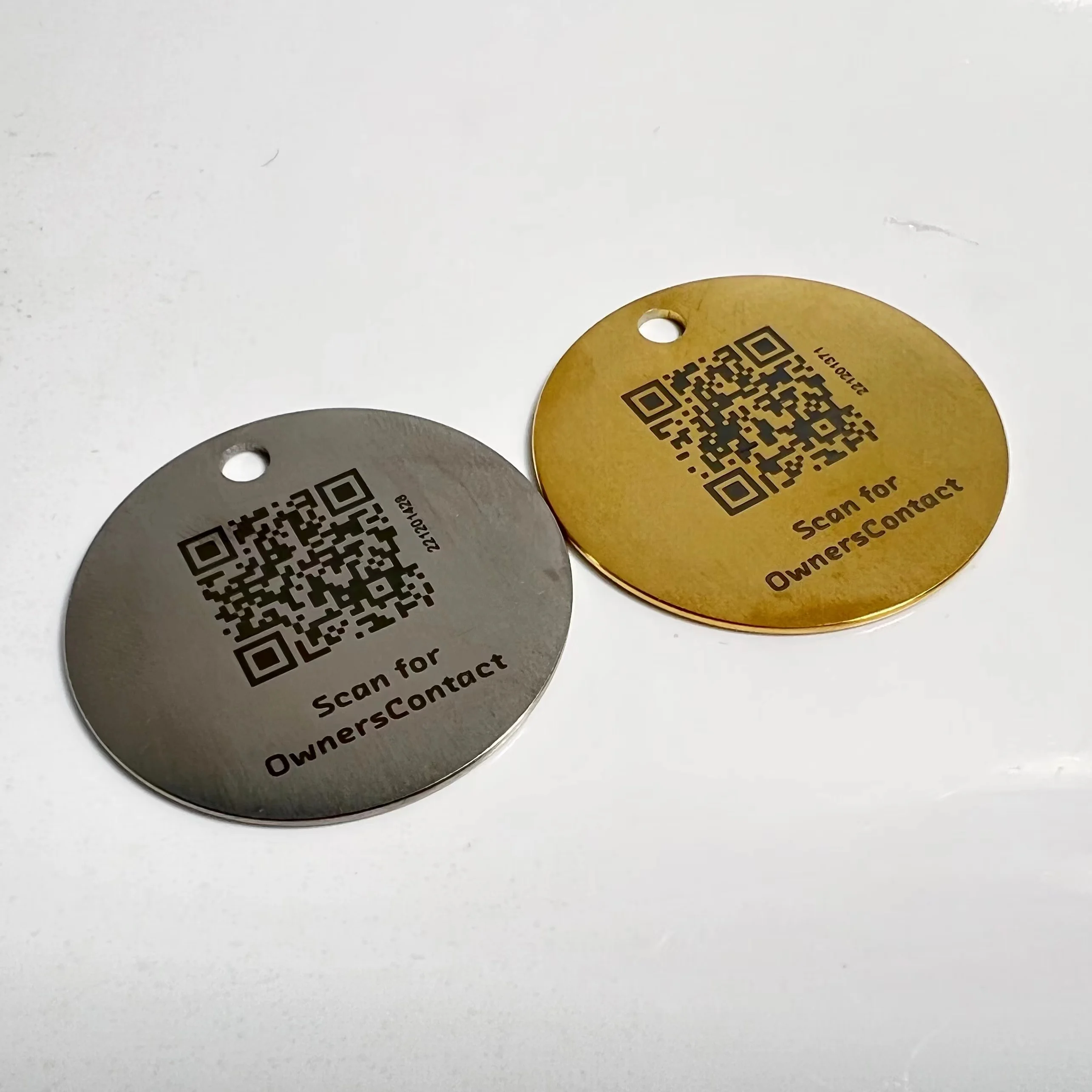 Custom QR Code Pet ID Tag SS304 Metal Label Asset Tag Barcode QR Code ...