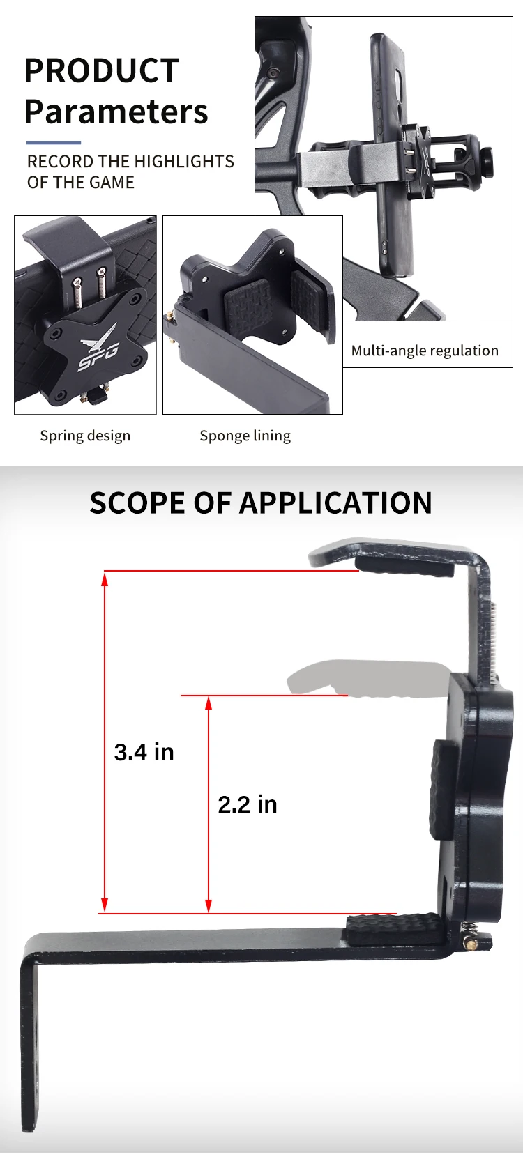 Spg Archery Compound Bow Smartphone Holder Mount Hunting Shooting ...