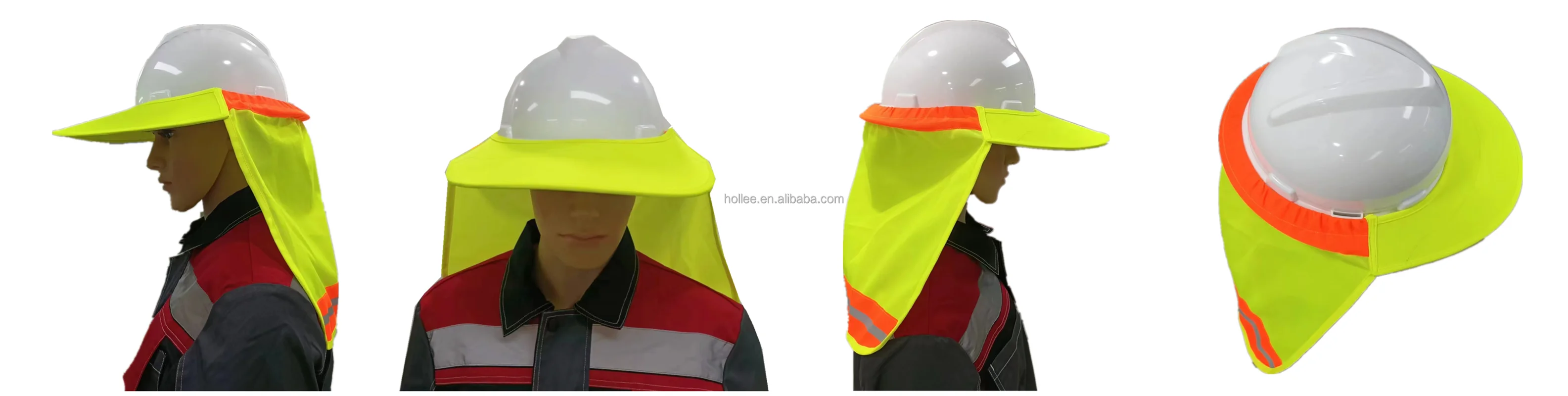 Hi-vis Orange Construction Hard Hat Reflective Neck Shield Helmet Sun ...