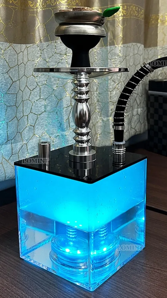 Clear Transparent Square Hookah Acrylic Shisha Set Complete Accessories ...