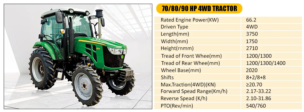 Factory Price Tractor Agriculture 50hp 80hp 100hp 120hp 150hp 200hp ...