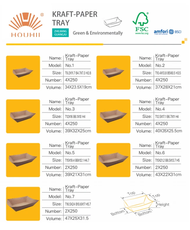 Rectangular Boat Baking Trays Cardboard Kraft Food Tray For Fries - Buy ...