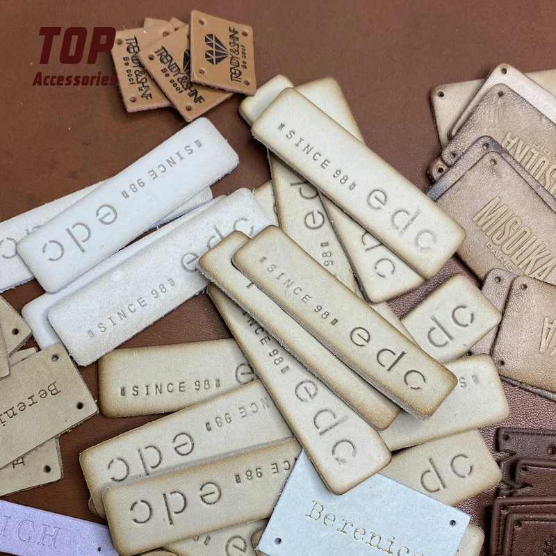Custom Embossed Designer Print Logo Leather Patches Labels For Clothes ...