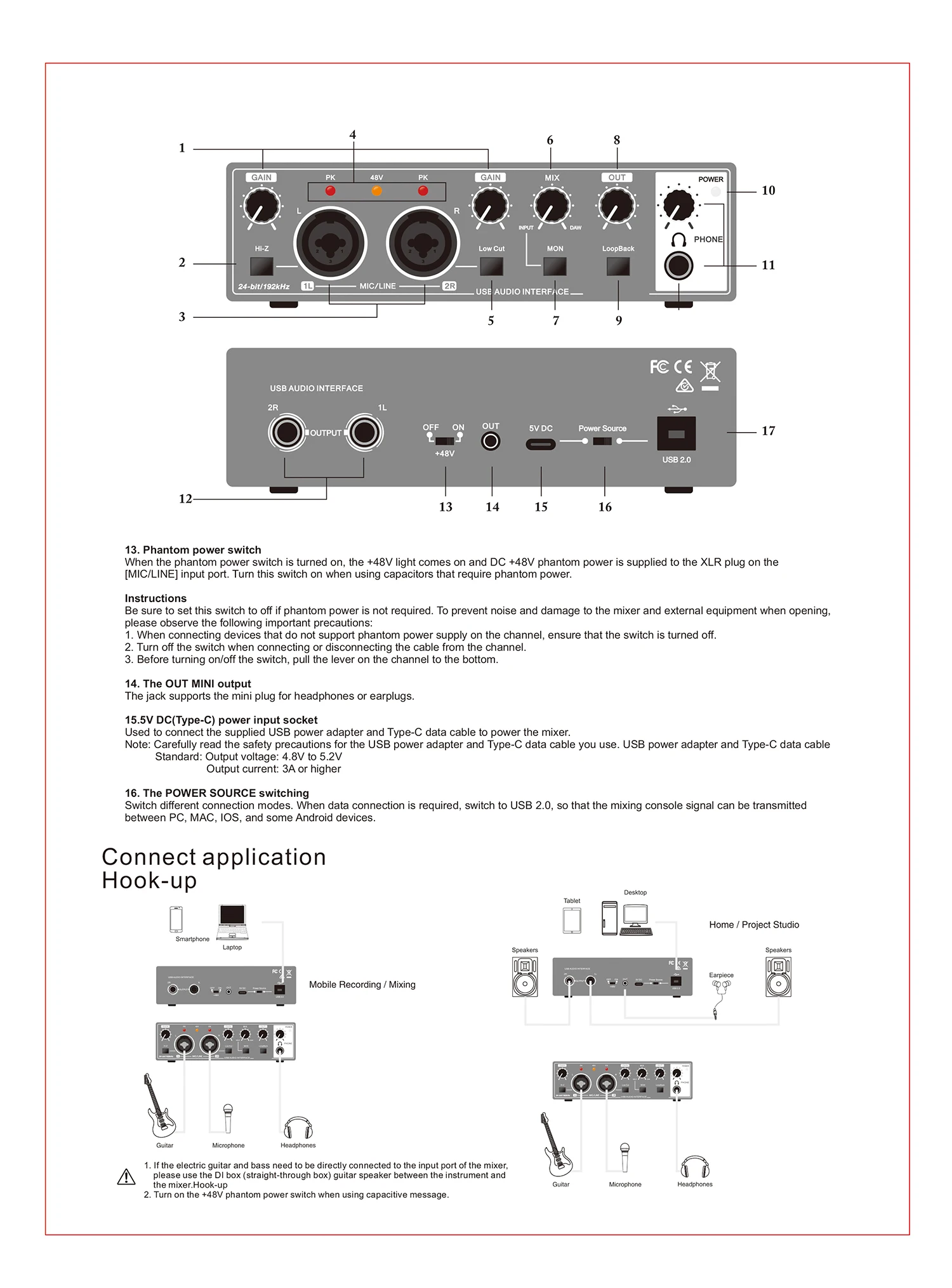 Gax-md22 Professional Audio Interface 2 In 2 Out Computer Recording ...