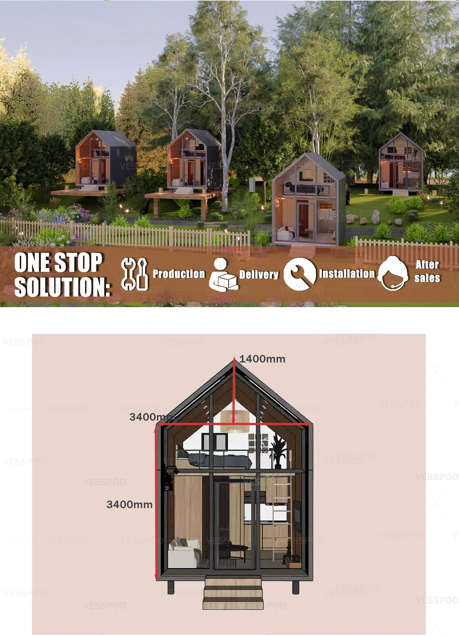 Prefab Luxury Triangle House - Durable Steel Structure