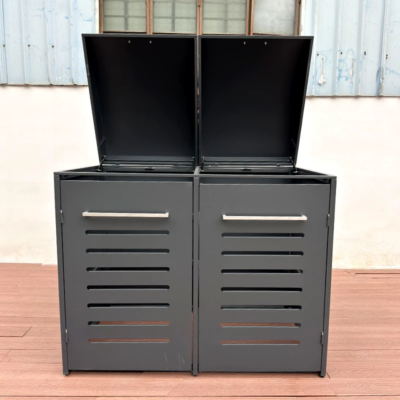 Galvanised Steel Dustbin Box for Home Garden 12L Rectangular WPC Metal ...
