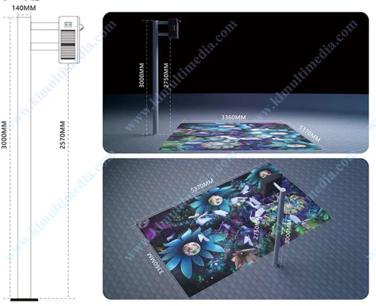 3d Holographic Interactive Floor Mapping Projector All in One Design ...