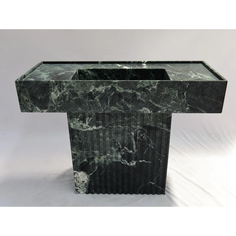 SHIHUI Customized Natural Stone Vanities Fluted Base Verde Alpi Green ...