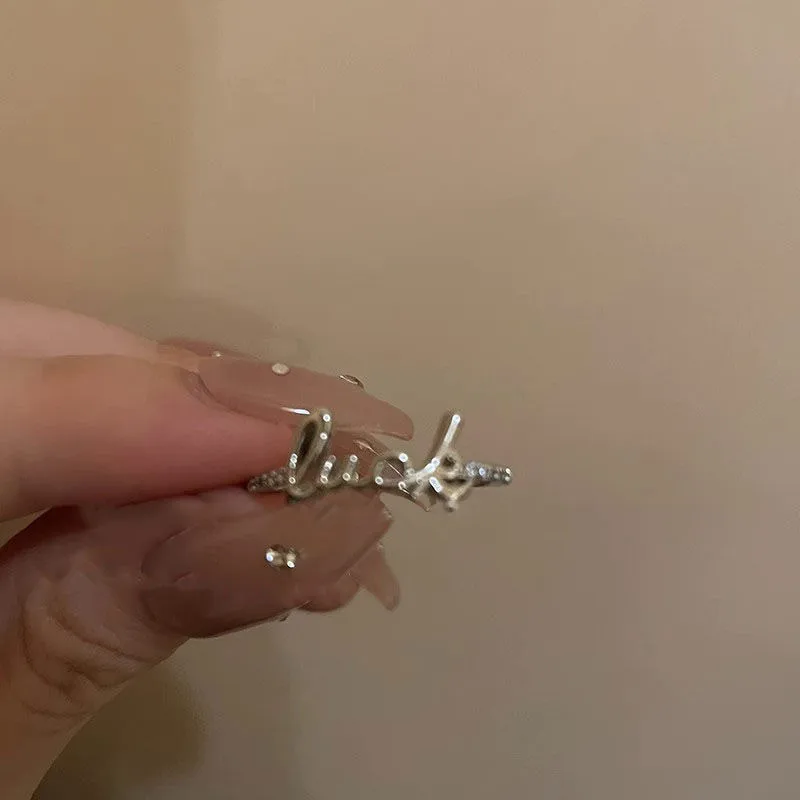 Simple Trendy Letter Luck Rings For Women Girls New Design Zircon Star ...