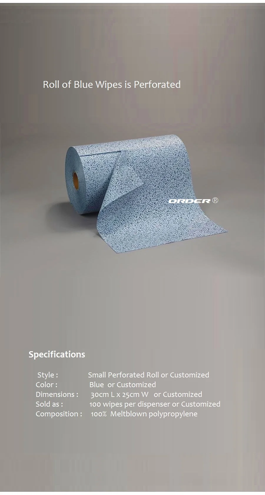 Small Perforated Roll Embossed Surface Meltblown PP Wiping Cloths Heavy ...