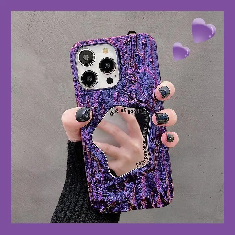 Fashion Pleated Mirror Surface Woman Phone Cover Apple Mobile Phone ...
