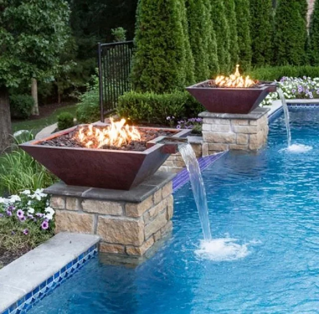 Piscina Con Fogon - Decorative Fire Bowls for Swimming Pools