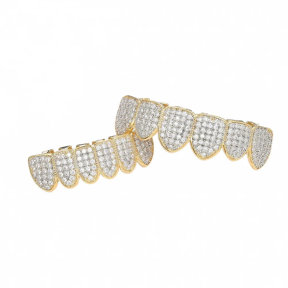 Custom Grillz Teeth - Diamond and Gold Open Face Grills