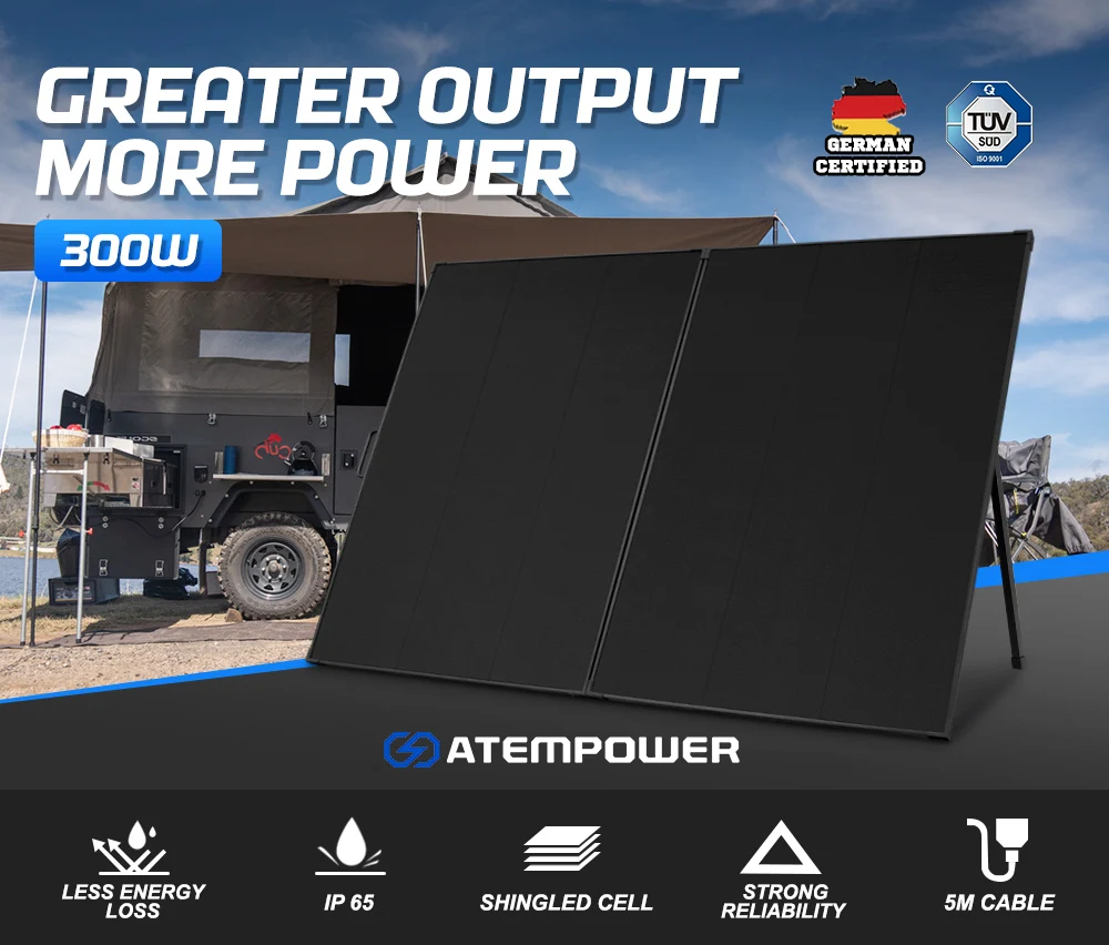 ATEM POWER 300W Shingled Solar Panels for Outdoor Camping