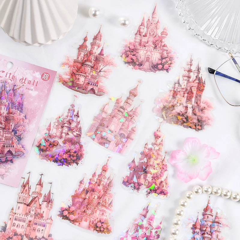 20sheet/set Shell Light Sticker Pack Cloud Castle Series Handwritten ...