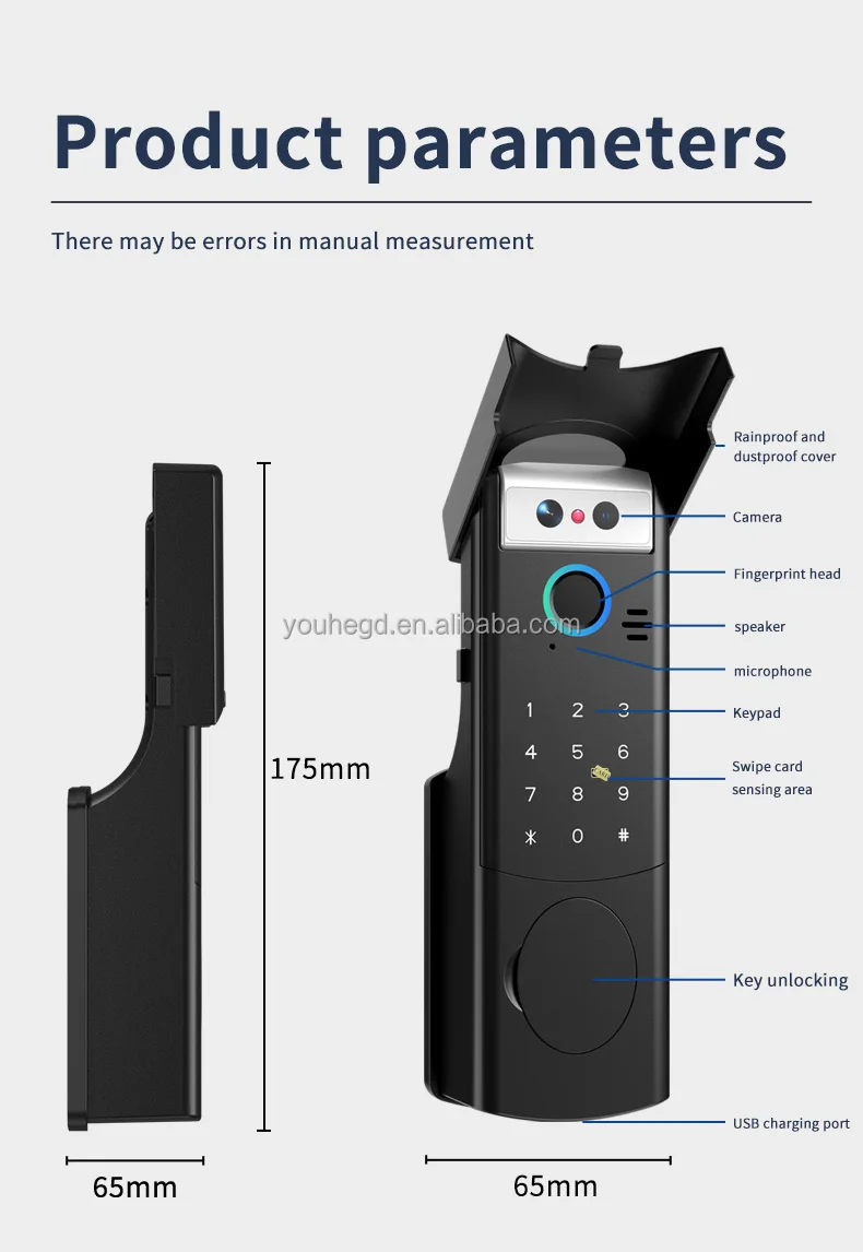 Old Iron Door Modified Bull Head Fingerprint Lock - Secure & Smart