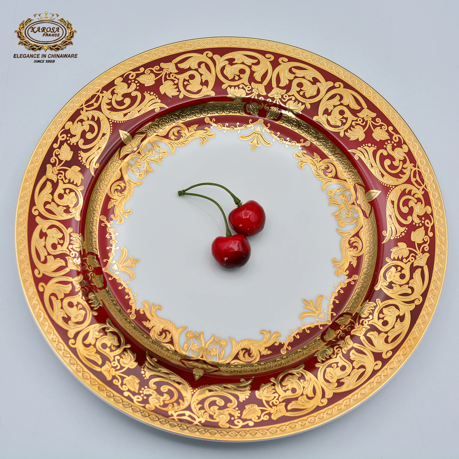 Royal Style Embossed Real Gold Dinnerware Set for 12 - Luxury Bone ...