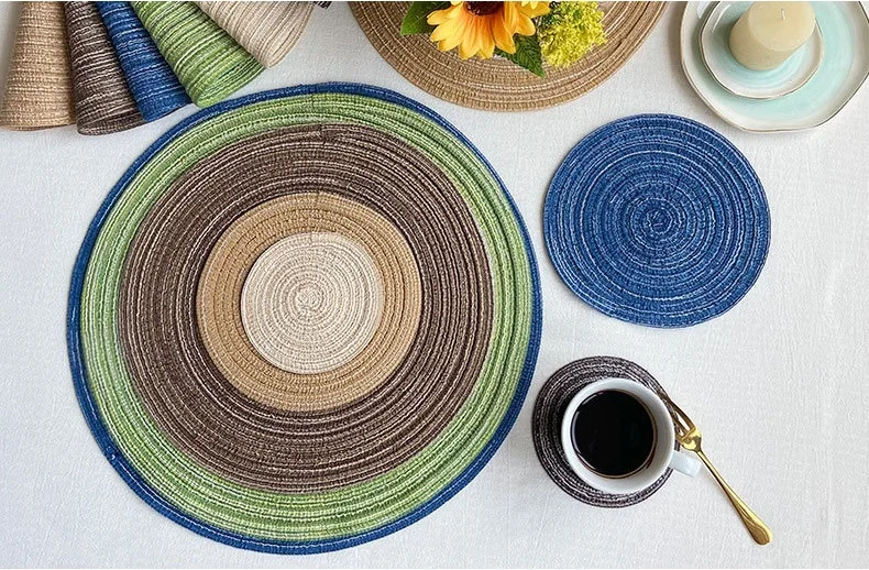 Individuales Para Comedor Blue Placemat Round Braided Woven Placemats ...