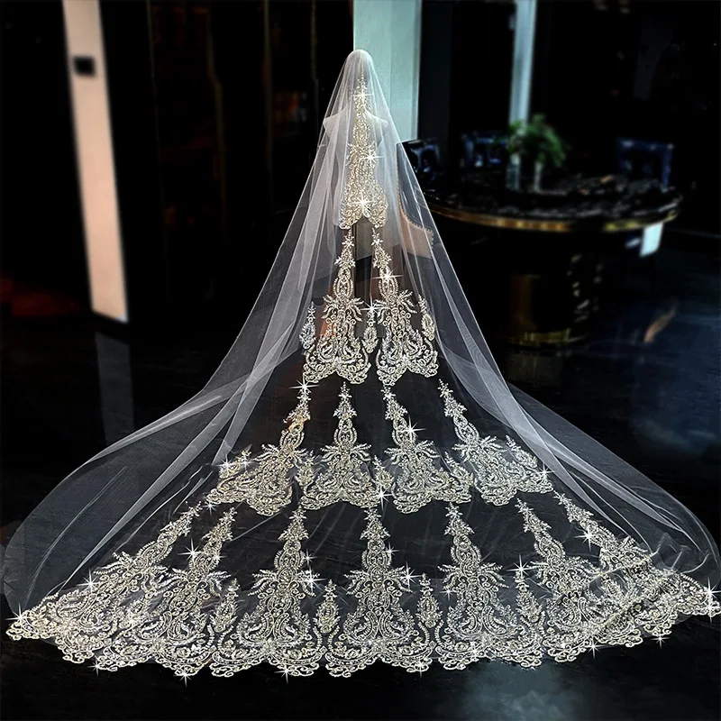 Alibaba.com: ROMANTIC Luxury Crystal Sequin Beaded Wedding Veils, Long ...