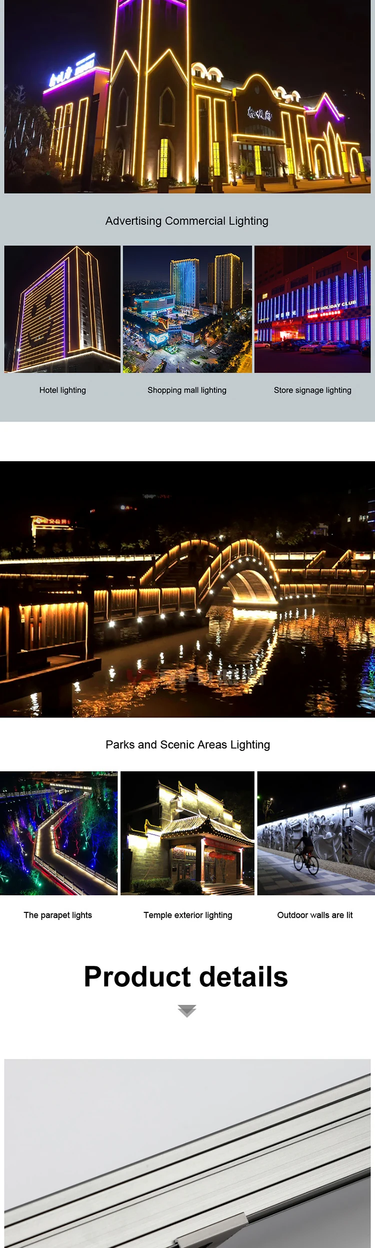 Aluminum Waterproof Led Pixel Linear Light Building Facade Decoration ...