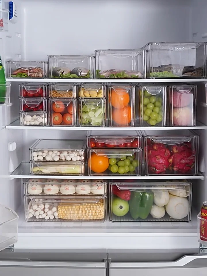 Pet Clear Plastic Stackable Kitchen Food Vegetable Freezer Pantry ...