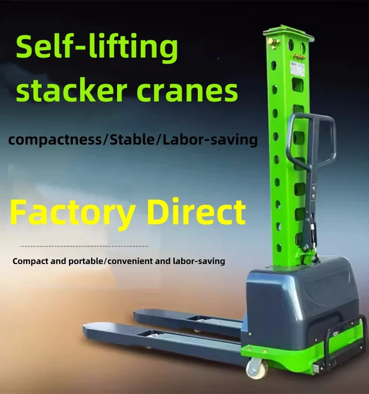 1 Ton Portable Electric Forklift Truck Full Electric Stacker Self ...