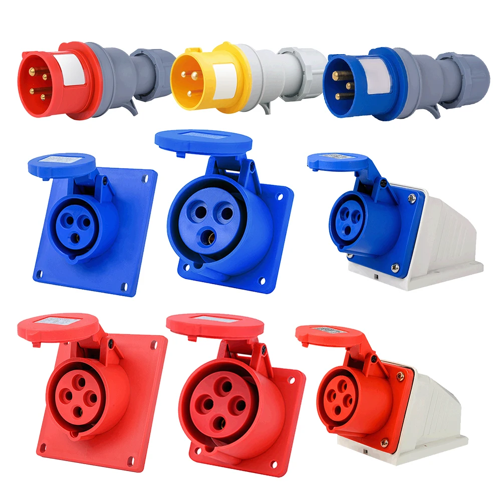 Industrial Plug Socket Connector 3 4 5 Pins Male Female Surface Mount Waterproof Screw Ip44 Ip67 ...