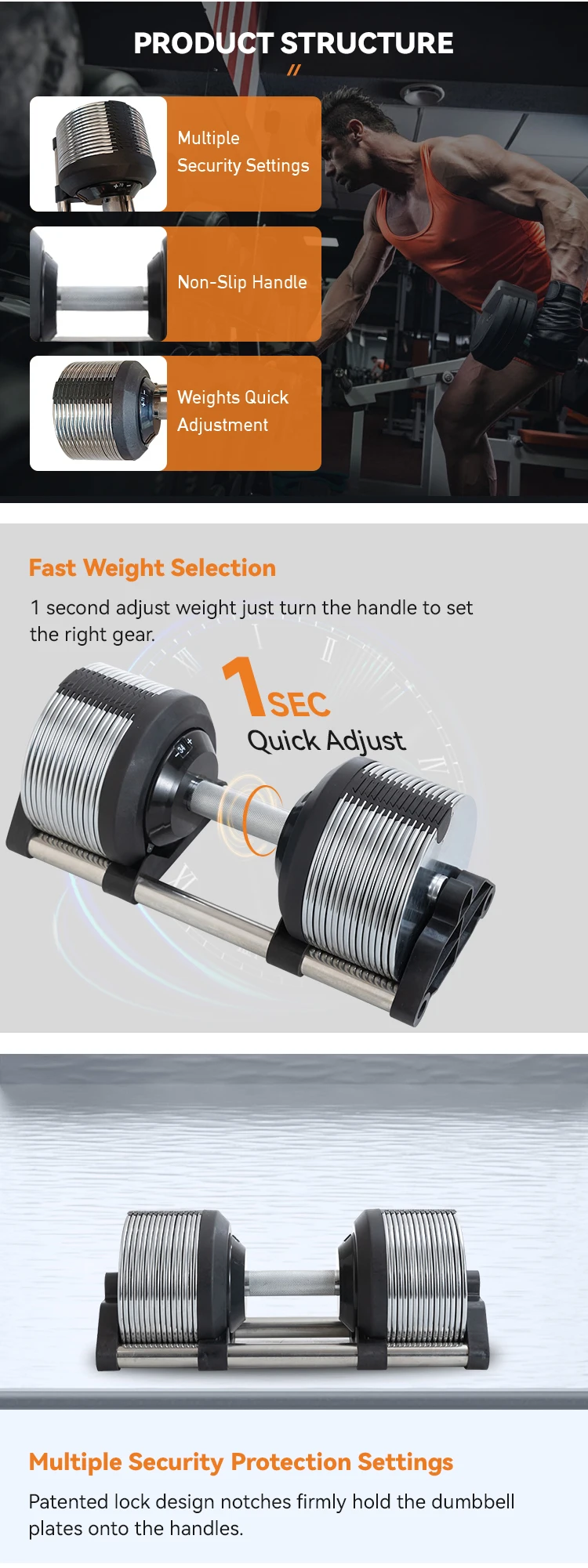 Custom 36kg Adjustable Dumbbell Full Body Workout Weights Dumbbells For ...