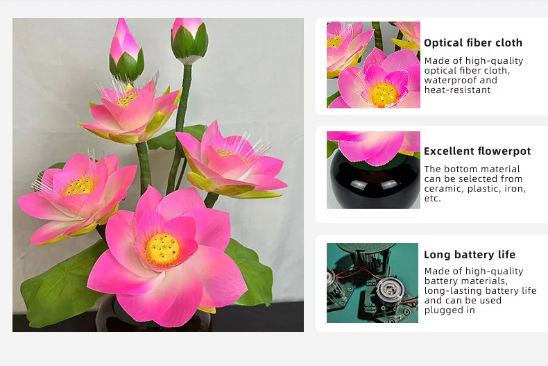 Custom Nine Colorful Lotus Artificial Flower Lamp Plastic Artificial ...