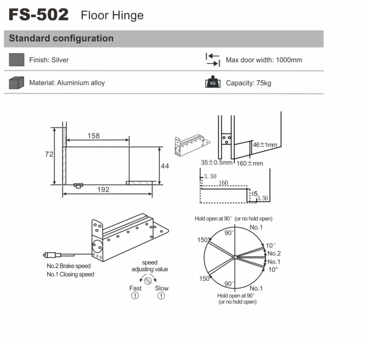 Wooden Door Hydraulic Floor Spring - Easy Install